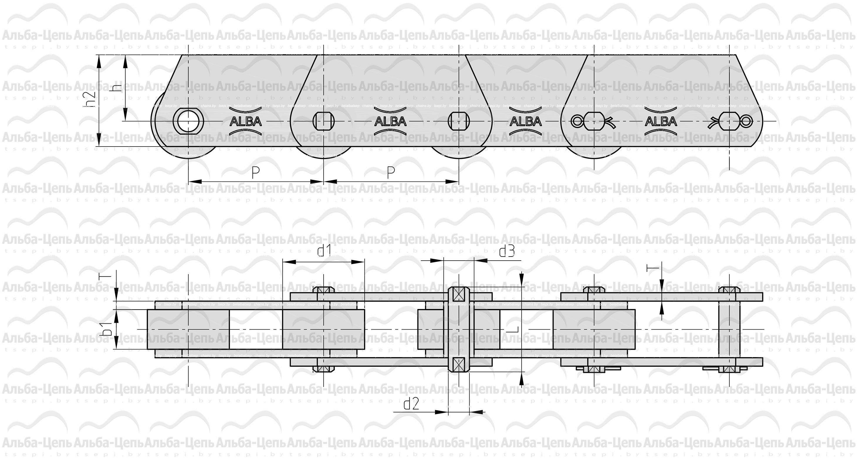 Тяговые пластинчатые цепи МТ450 ISO 1977 купить в Минске, цена, доставка